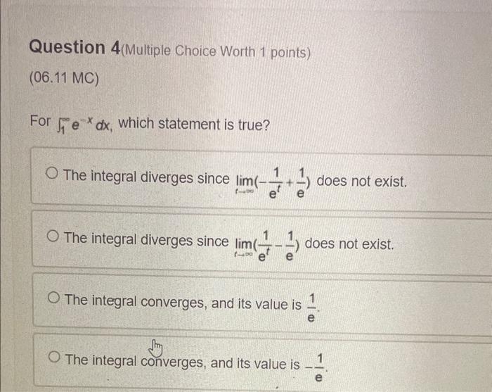 Solved Question 1 (Multiple Choice Worth 1 points) (06.11 | Chegg.com