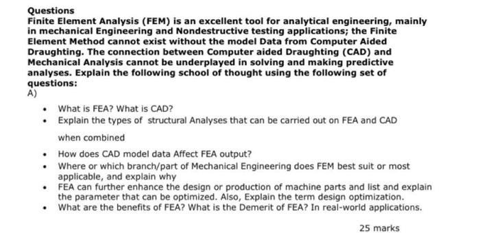Solved Questions Finite Element Analysis Fem Is An