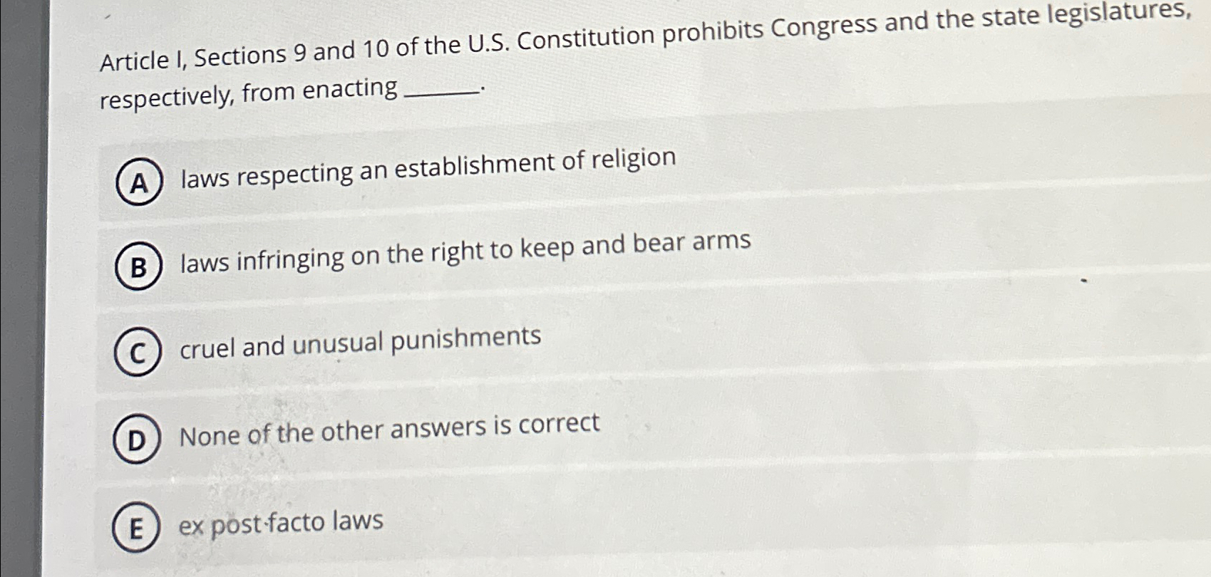 Solved Article I, Sections 9 ﻿and 10 ﻿of the U.S. | Chegg.com