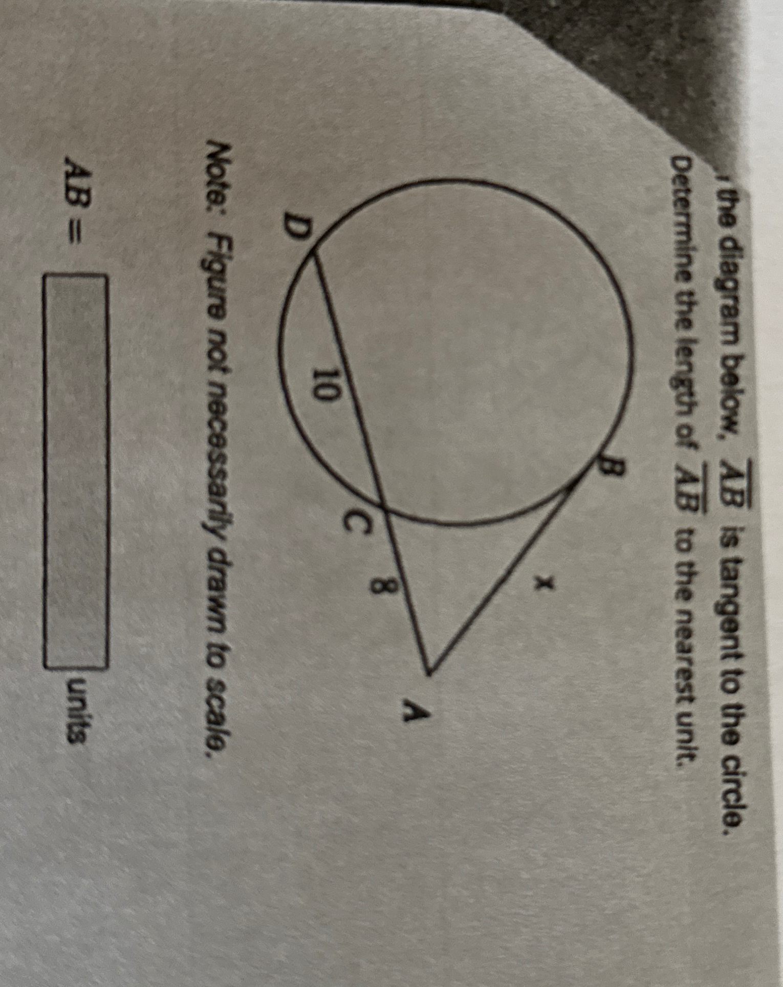 Solved The diagram below, ?bar (AB) ﻿is tangent to the | Chegg.com