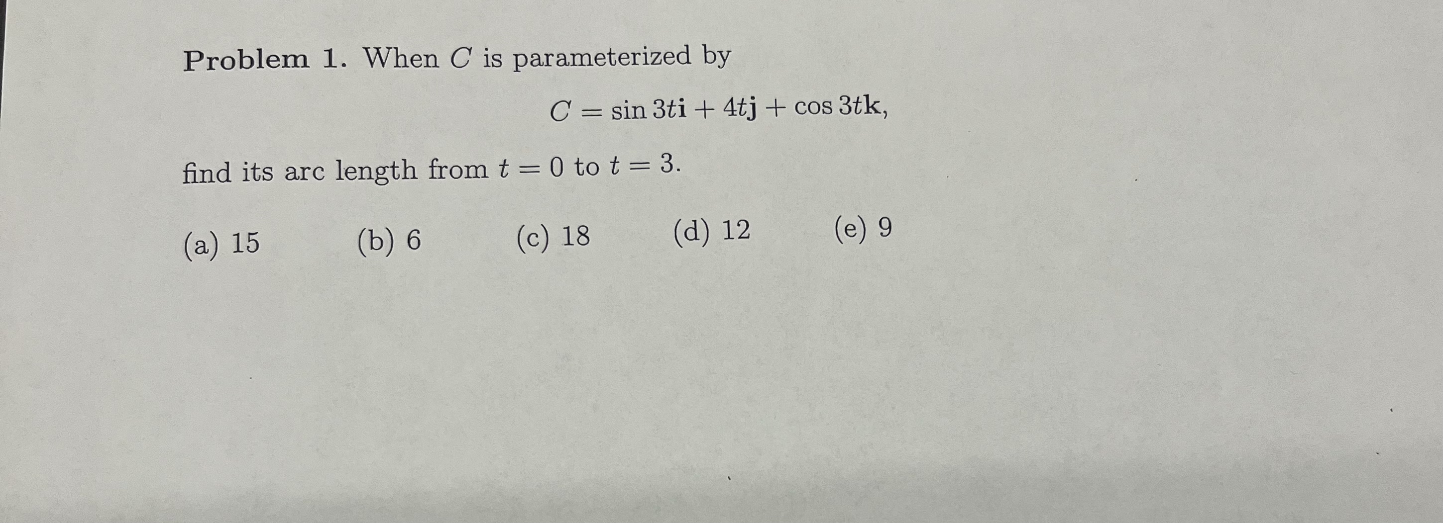 Solved Problem 1. ﻿When C ﻿is parameterized | Chegg.com