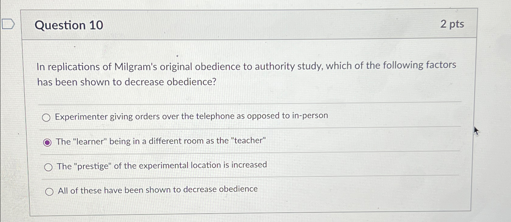 Solved Question 102ptsIn replications of Milgram's original | Chegg.com