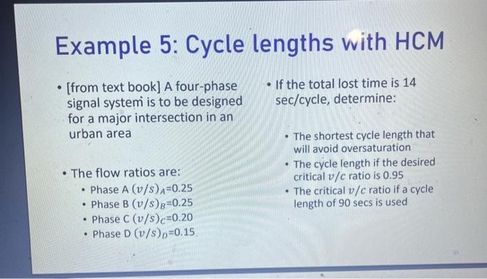 Solved Example 5: Cycle lengths with HCM - [from text book] | Chegg.com