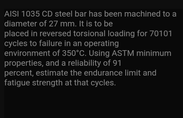 Solved AISI 1035 CD steel bar has been machined to a | Chegg.com