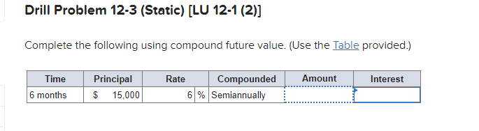 Solved Drill Problem 12-3 (Static) [LU 12-1 (2)]Complete the | Chegg.com