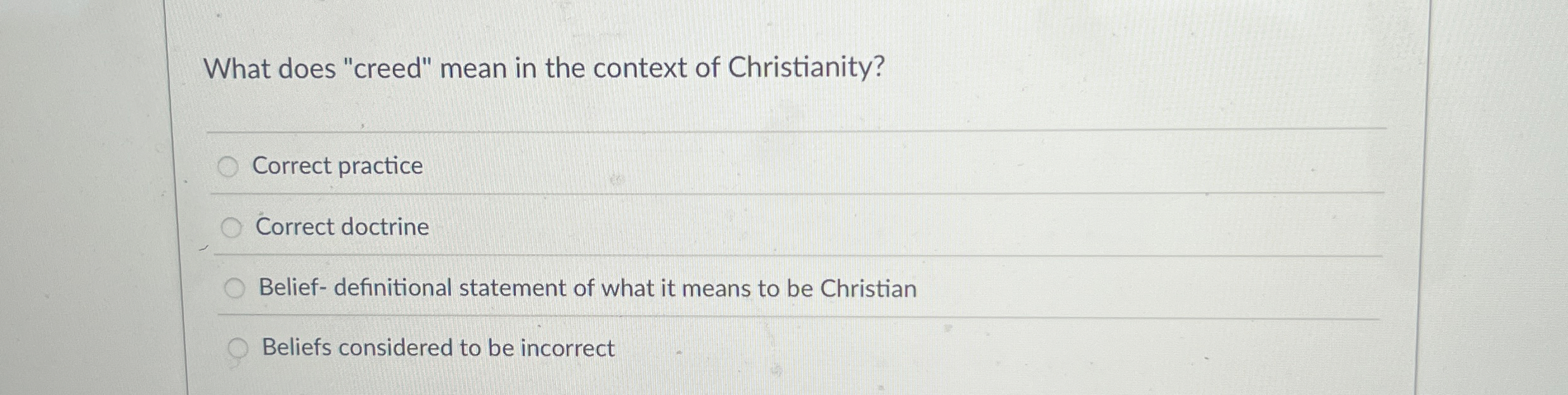 Solved What does "creed" mean in the context of | Chegg.com