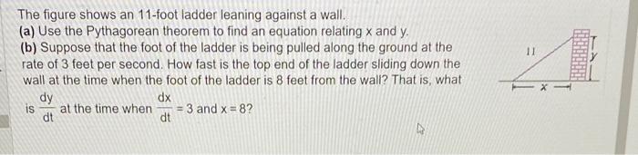 Solved The figure shows an 11 -foot ladder leaning against a | Chegg.com
