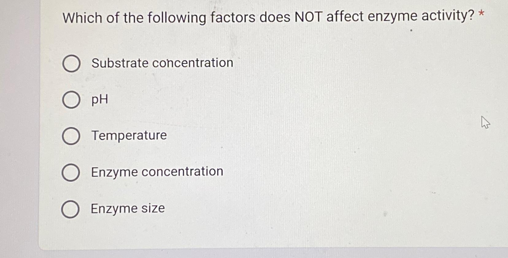 Solved Which of the following factors does NOT affect enzyme | Chegg.com
