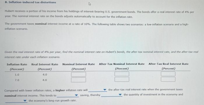 Solved 8. Inflation induced tax distortions Hubert receives | Chegg.com