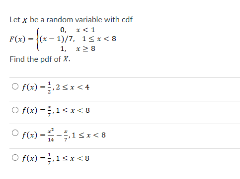 Solved Let x ﻿be a random variable with | Chegg.com