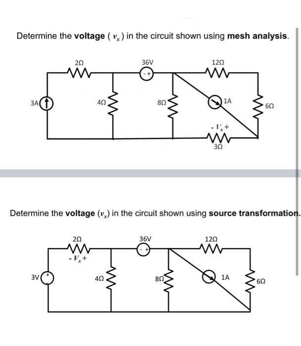 Solved 1) Determine the voltage (vx) in the circuit shown | Chegg.com