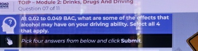 TOIP - ﻿Module 2: Drinks, Drugs And DrivingQuestion | Chegg.com