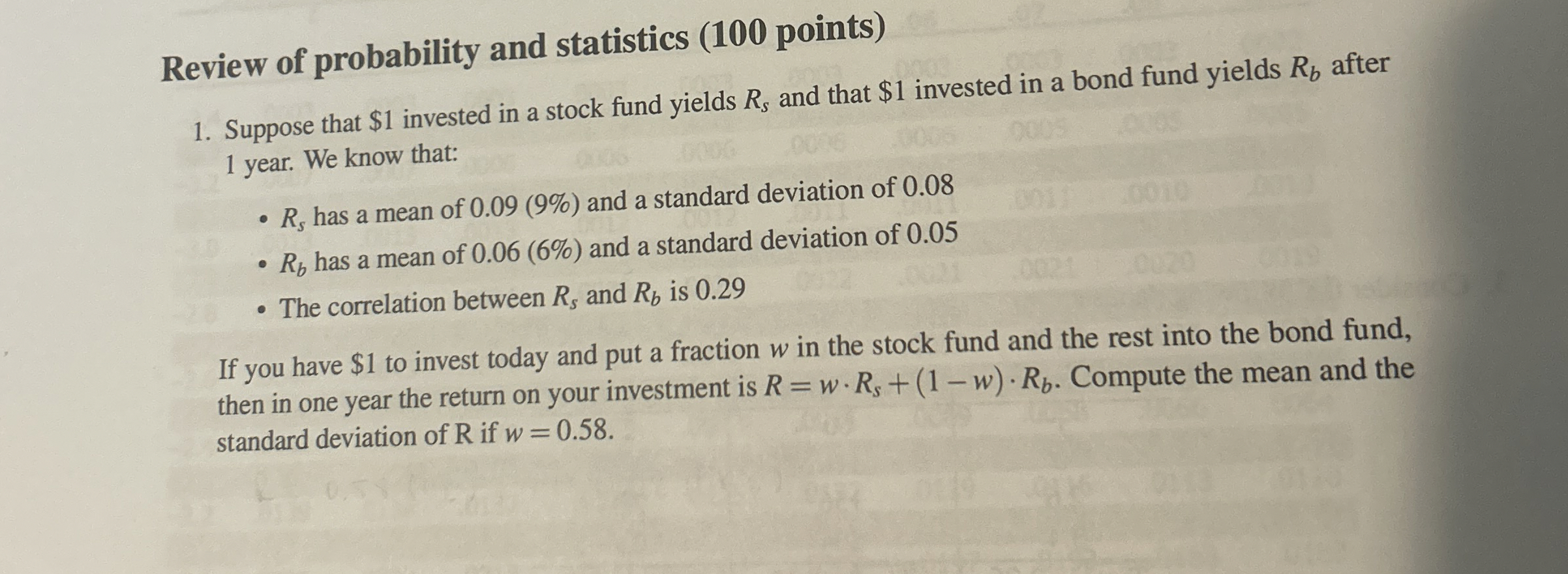 Solved Review of probability and statistics ( 100 | Chegg.com