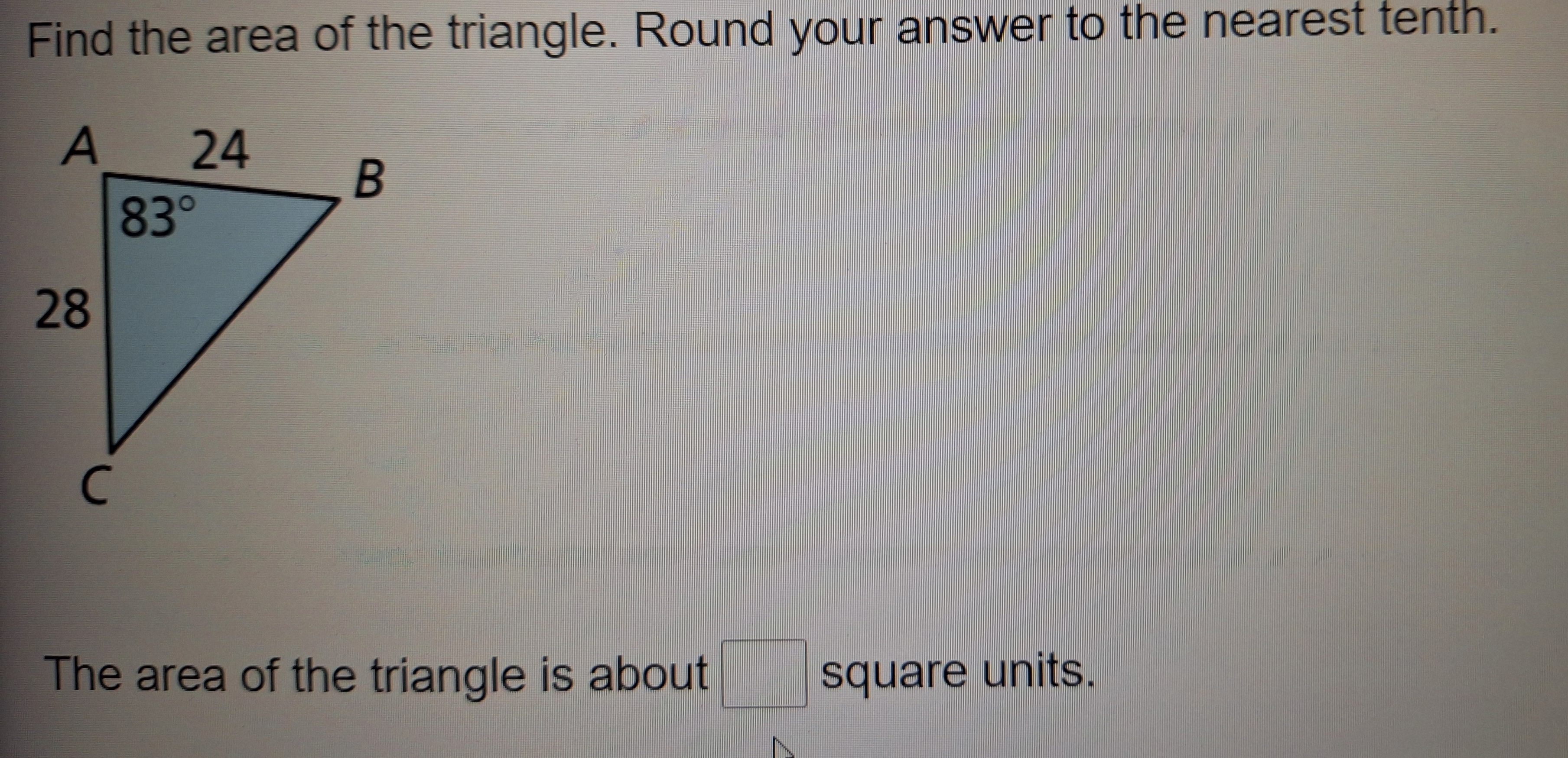 Solved Find the area of the triangle. Round your answer to | Chegg.com