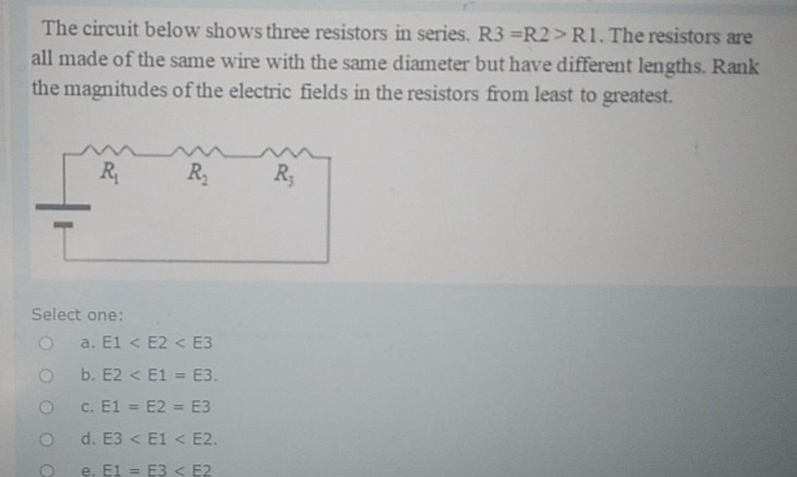 Solved The circuit below shows three resistors in series. R3 | Chegg.com