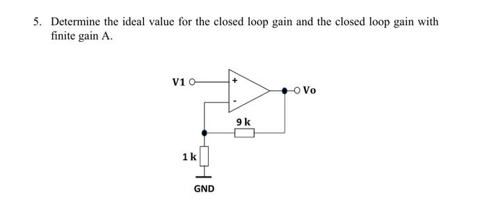 Solved 5. Determine the ideal value for the closed loop gain | Chegg.com