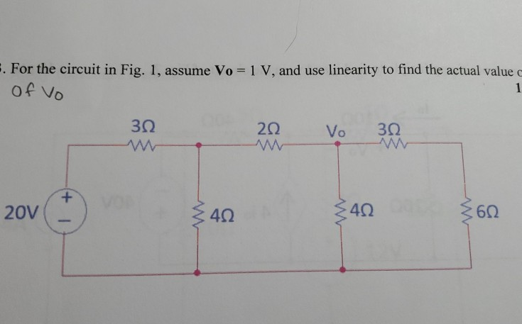 Solved . For the circuit in Fig. 1, assume Vo = 1 V, and use | Chegg.com