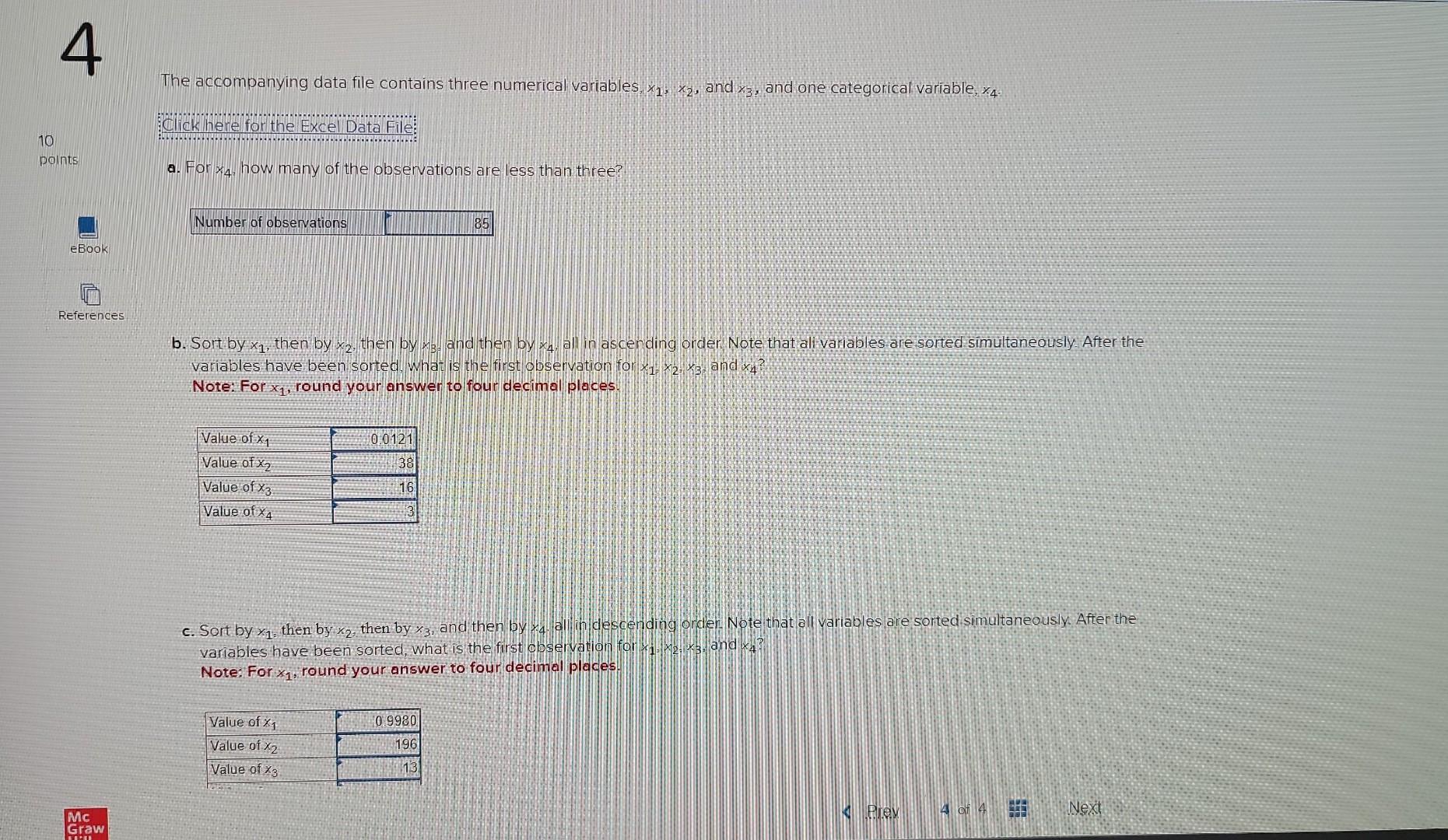 Solved The accompanying data file contains three numerical | Chegg.com