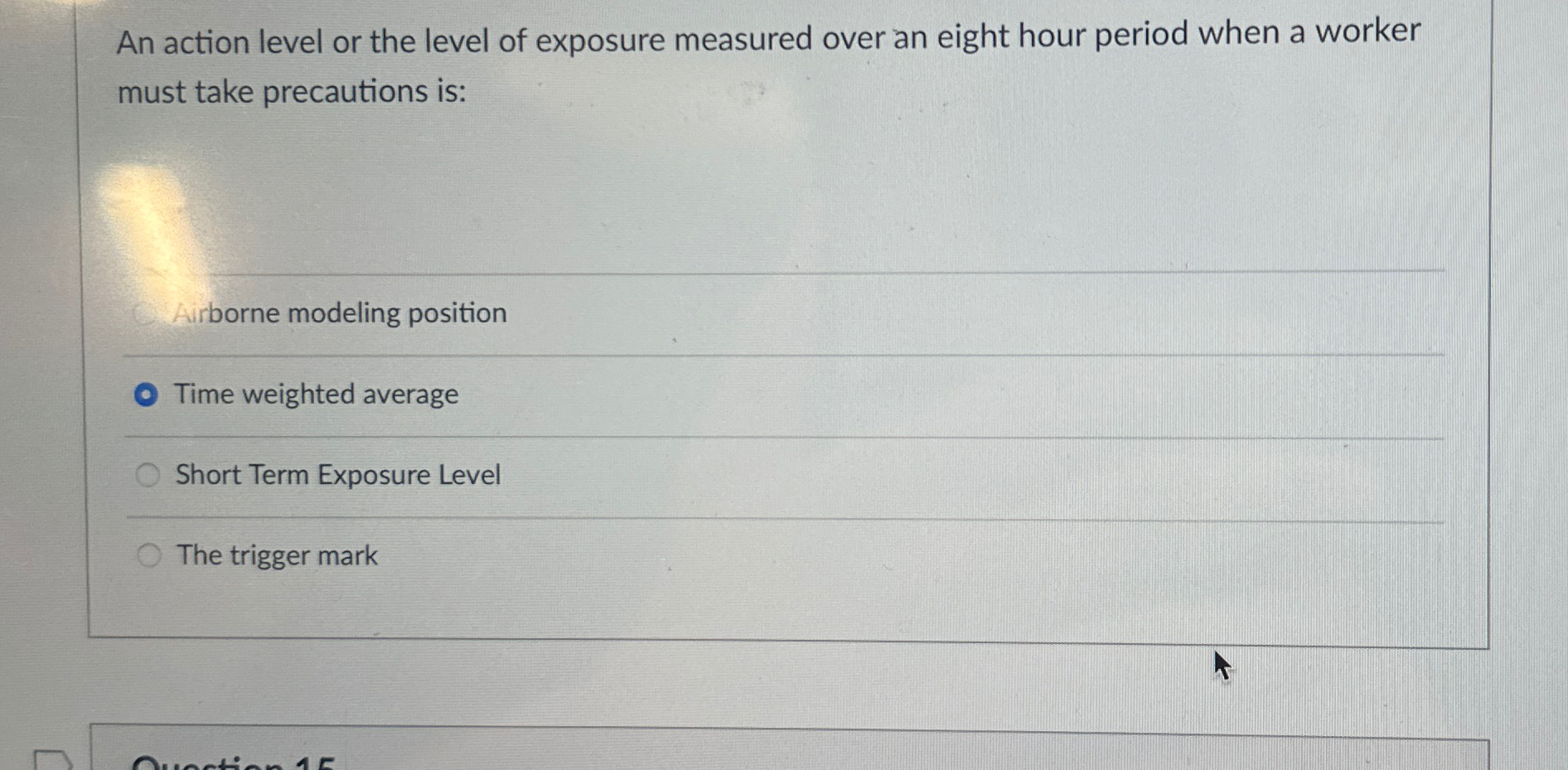 Solved An action level or the level of exposure measured | Chegg.com