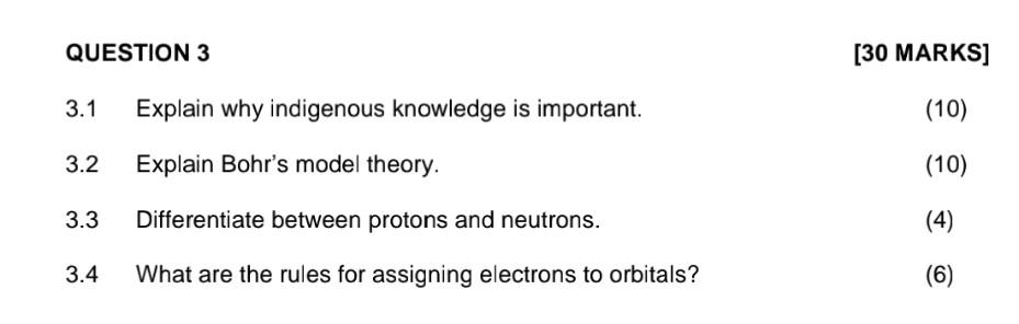 Solved QUESTION 3 [30 MARKS] 3.1 Explain why indigenous | Chegg.com