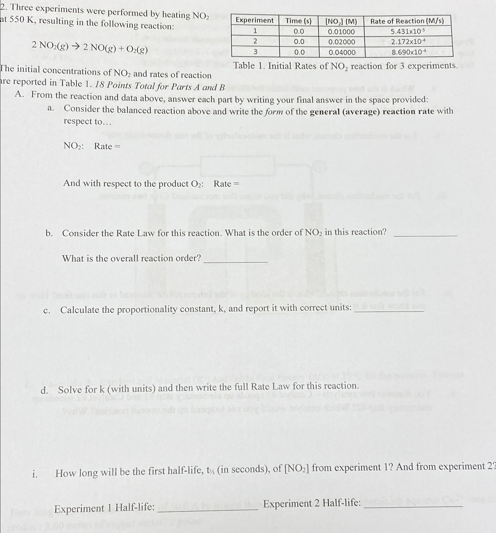 Solved Three experiments were performed by heating NO2 ﻿at | Chegg.com