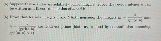 (5) ﻿Suppose that a and b ﻿are relatively prime | Chegg.com