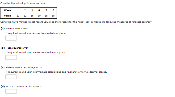 Solved Consider the following time series data.Using the | Chegg.com