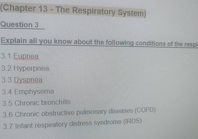 Solved (Chapter 13 - ﻿The Respiratory System)Question | Chegg.com