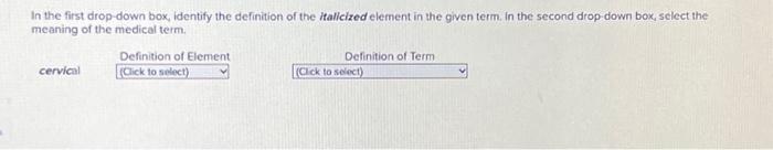 Solved In the first drop-down box, identify the definition | Chegg.com