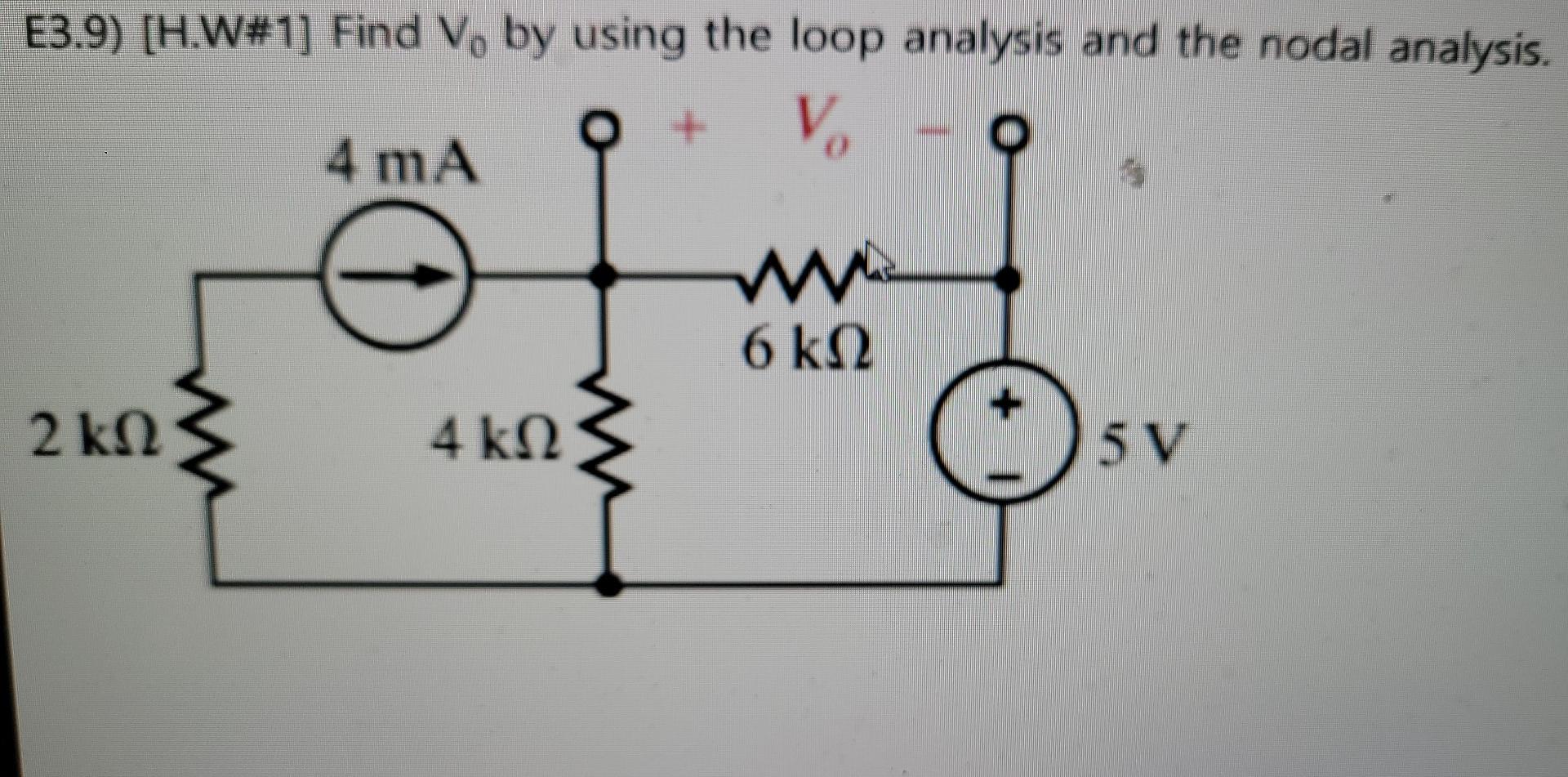 Solved E3.9) (H.W#1] Find V, by using the loop analysis and | Chegg.com