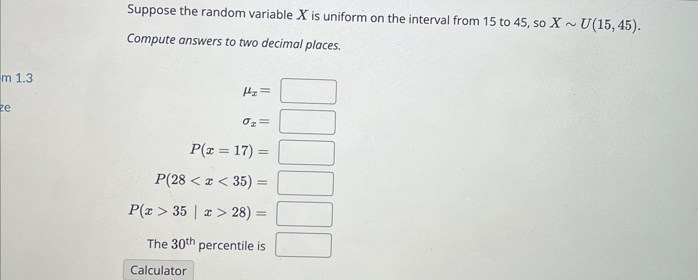 Solved Suppose the random variable x ﻿is uniform on the | Chegg.com