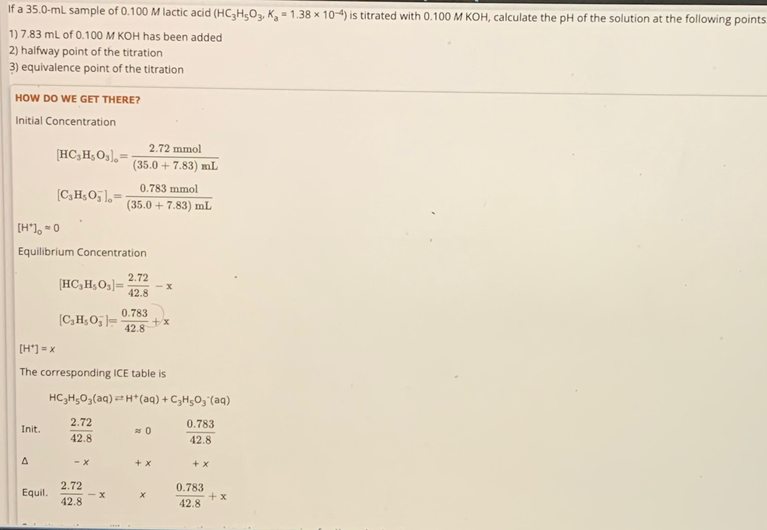 If a 35.0-mL sample of 0.100M ﻿lactic acid | Chegg.com