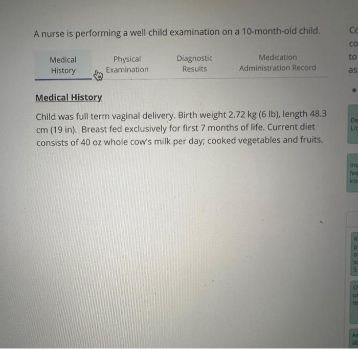 A nurse is performing a well child examination on a | Chegg.com