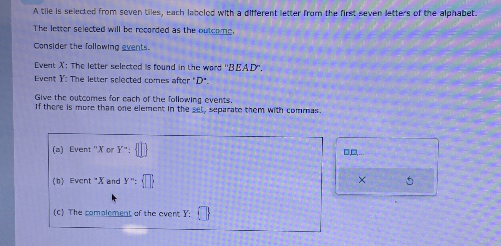 Solved A tile is selected from seven tiles, each labeled | Chegg.com