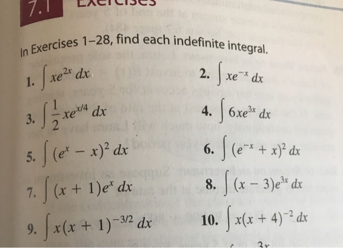 Solved 7.1 LALILIJC5 ises 1-28, find each indefinite | Chegg.com