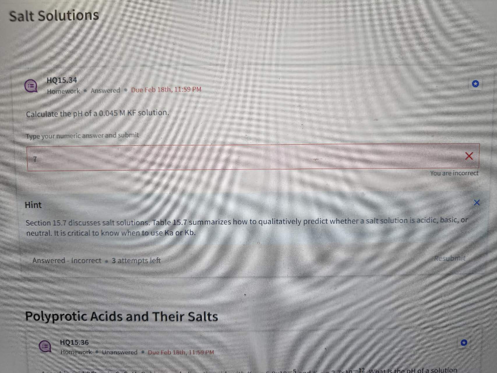 Calculate the pH of a 0.045 ﻿M KF solution.Salt | Chegg.com