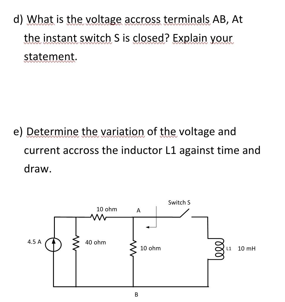 Solved d) What is the voltage accross terminals AB, At the | Chegg.com