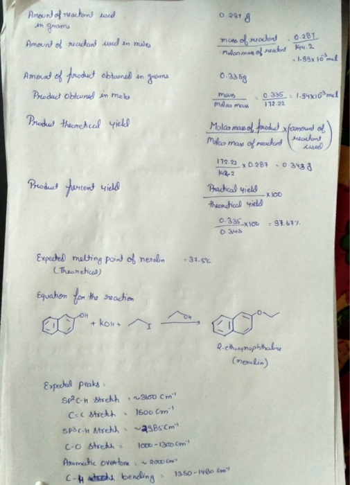 Solved Amount of reactant used 0291 287 8 in grams Amount of | Chegg.com