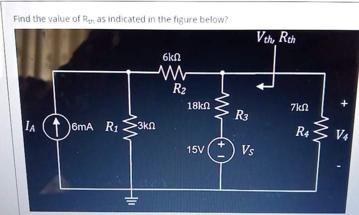 Solved Find the value of Rth as indicated in the figure | Chegg.com