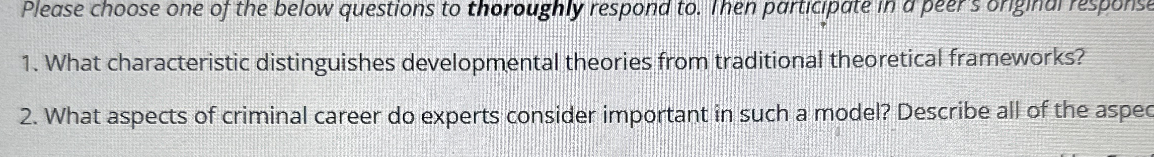 Solved What characteristic distinguishes developmental | Chegg.com