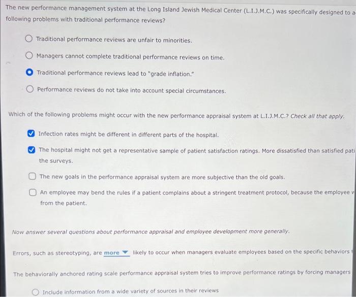 Solved The new performance management system at the Long | Chegg.com