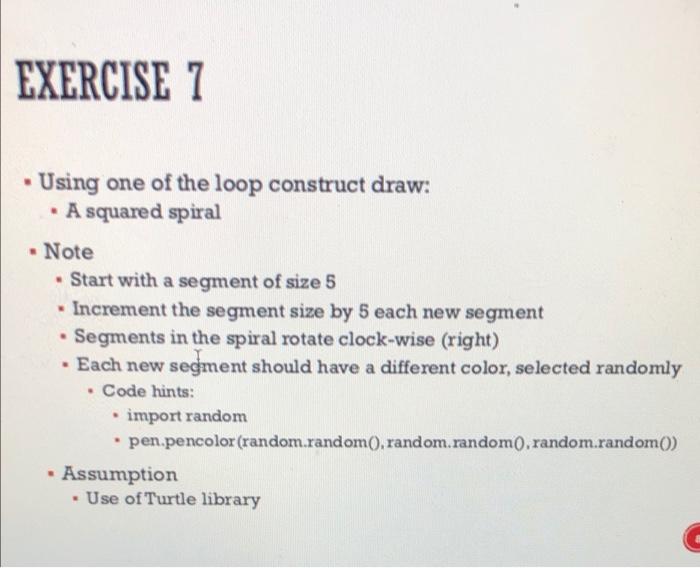 Solved Exercise 7 Using One Of The Loop Construct Draw • 