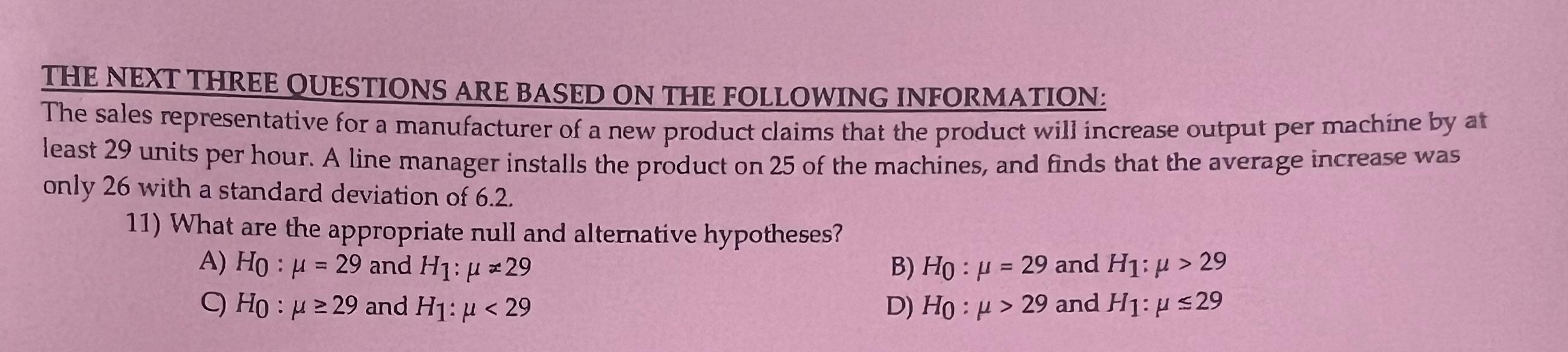Solved THE NEXT THREE OUESTIONS ARE BASED ON THE FOLLOWING | Chegg.com