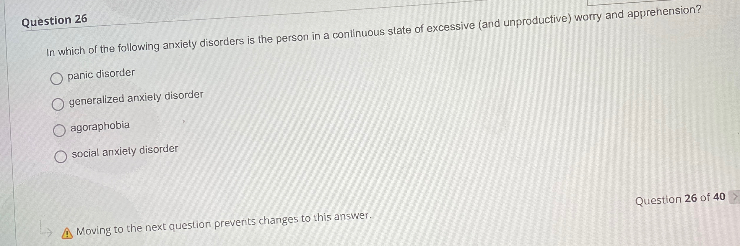 Solved Question 26In which of the following anxiety | Chegg.com