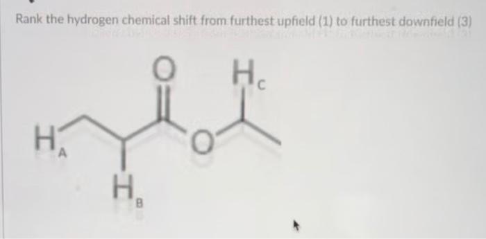 Solved Rank the hydrogen chemical shift from furthest | Chegg.com