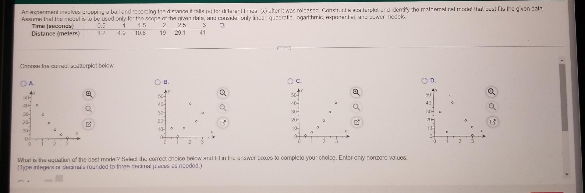 Solved What is the equation of the best model? Select the | Chegg.com