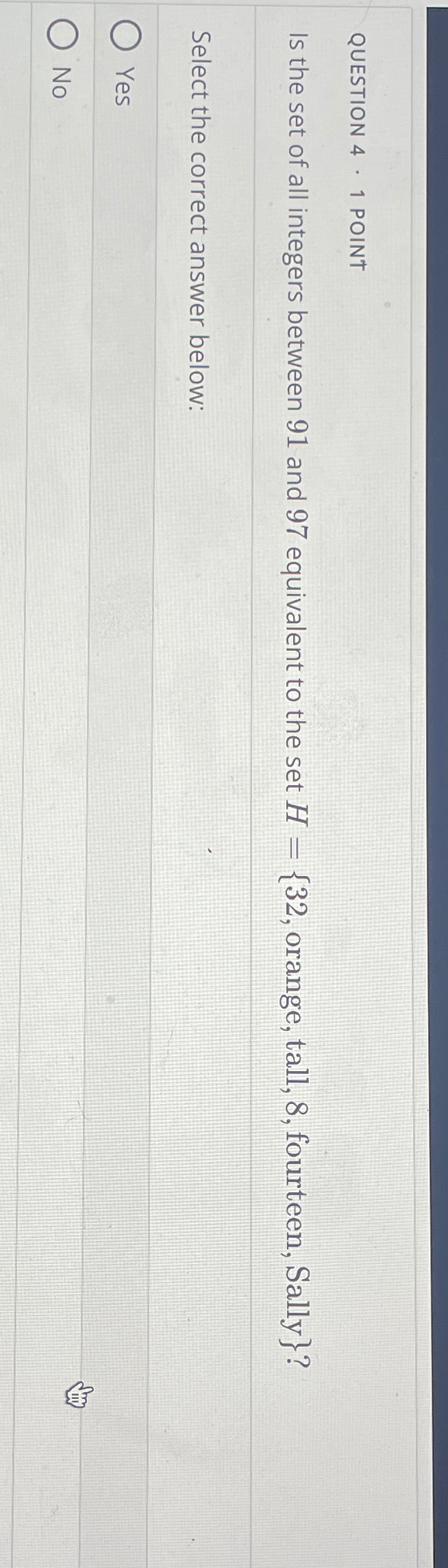 Solved QUESTION 4 - 1 ﻿POINTIs the set of all integers | Chegg.com