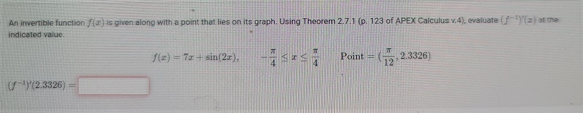 Solved An invertible function f(x) is given along with a | Chegg.com