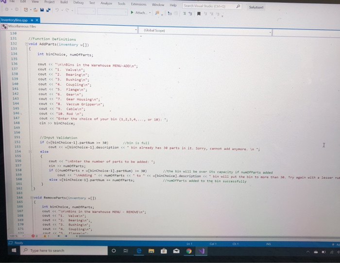 Solved *******MODIFICATION*********** "Modify Inventory Bins | Chegg.com