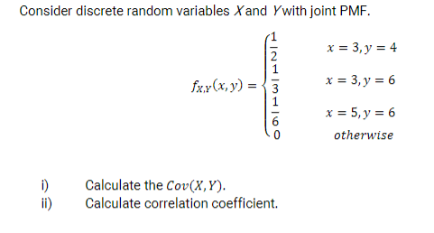 Consider discrete random variables x ﻿and Y ﻿with | Chegg.com